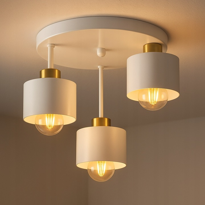 SPOT TUBA Spotlight Halogen-Deckenleuchte 3x E27 Weiß Gold Elza ...