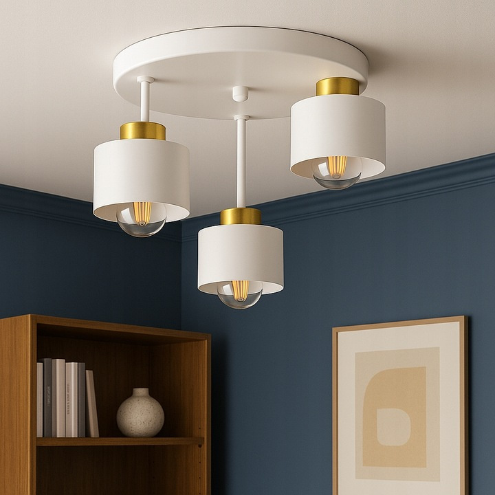 SPOT TUBA Spotlight Halogen-Deckenleuchte 3x E27 Weiß Gold Elza ...